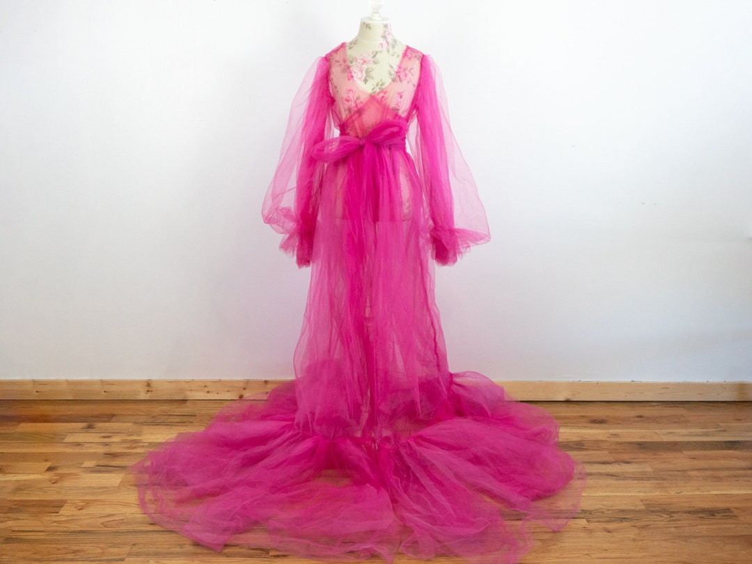 Fairytale Tulle Robe, Fairy Bishop Ruffle Sleeve, Sheer Dress Fairy ...