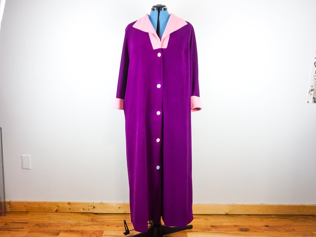 Purple Robe Nightie, Pink Night PJ Violet Felt Fleece Pajama House 50s ...