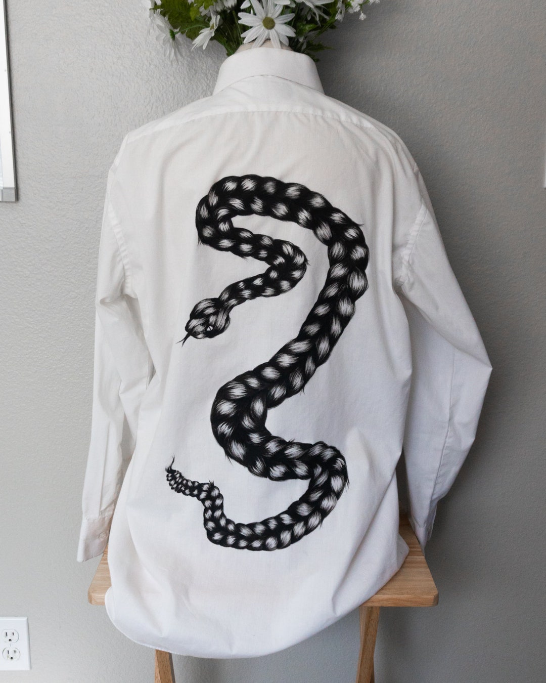 Painted Snake Shirt Tuxedo Braided Rattle Snake Art Long - Etsy