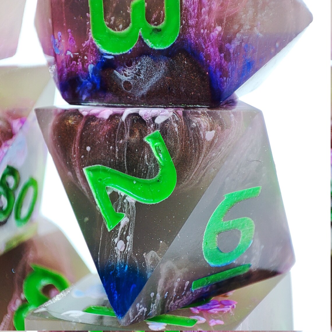 Handcrafted DND Dice Set Alien Slime Brown Green Purple - Etsy UK