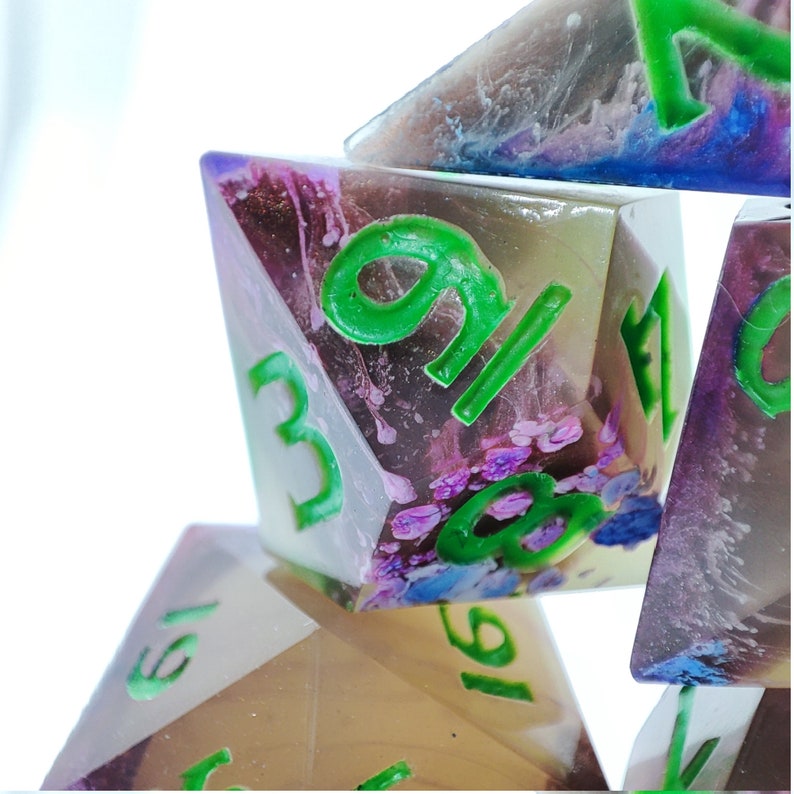 Handcrafted DND Dice Set Alien Slime Brown Green Purple - Etsy UK