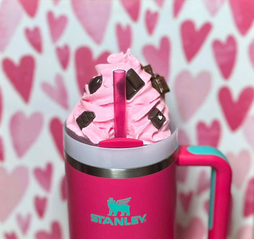 40oz Stanley Accessory Topper - Faux Pink Valentines Day Whipped Cream ...
