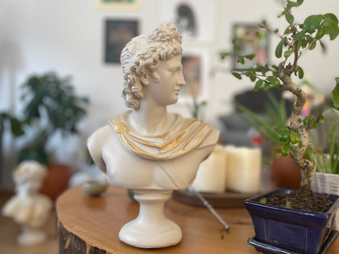 Large Apollo Sculpture Statue, Apollo Bust Statue, Bust,cream and Gold ...
