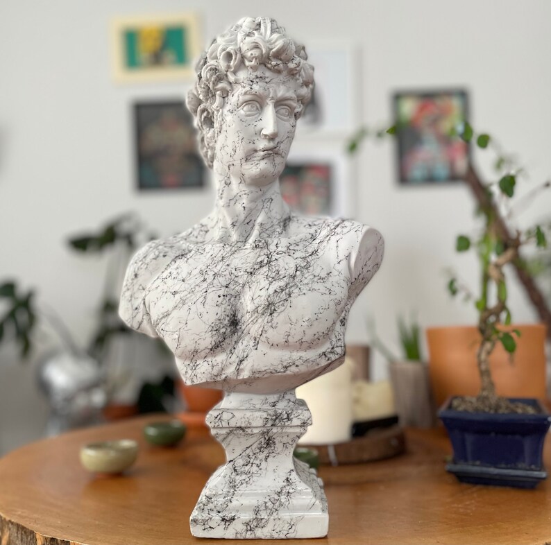 Large David Sculpture Statue David Bust Statue Bust White | Etsy