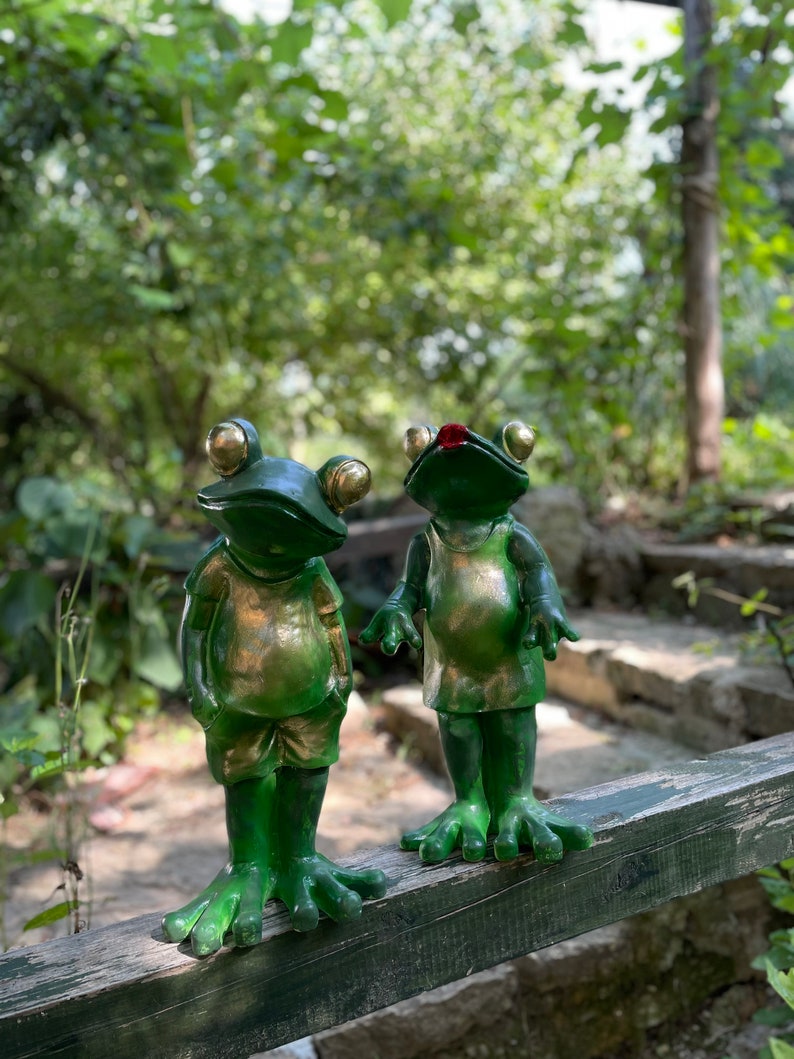 Large Frogs Set Sculpture Statue Garden Decor Green - Etsy