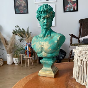 Large David Sculpture Statue, David Bust Statue, Bust, Green Sculpture ...