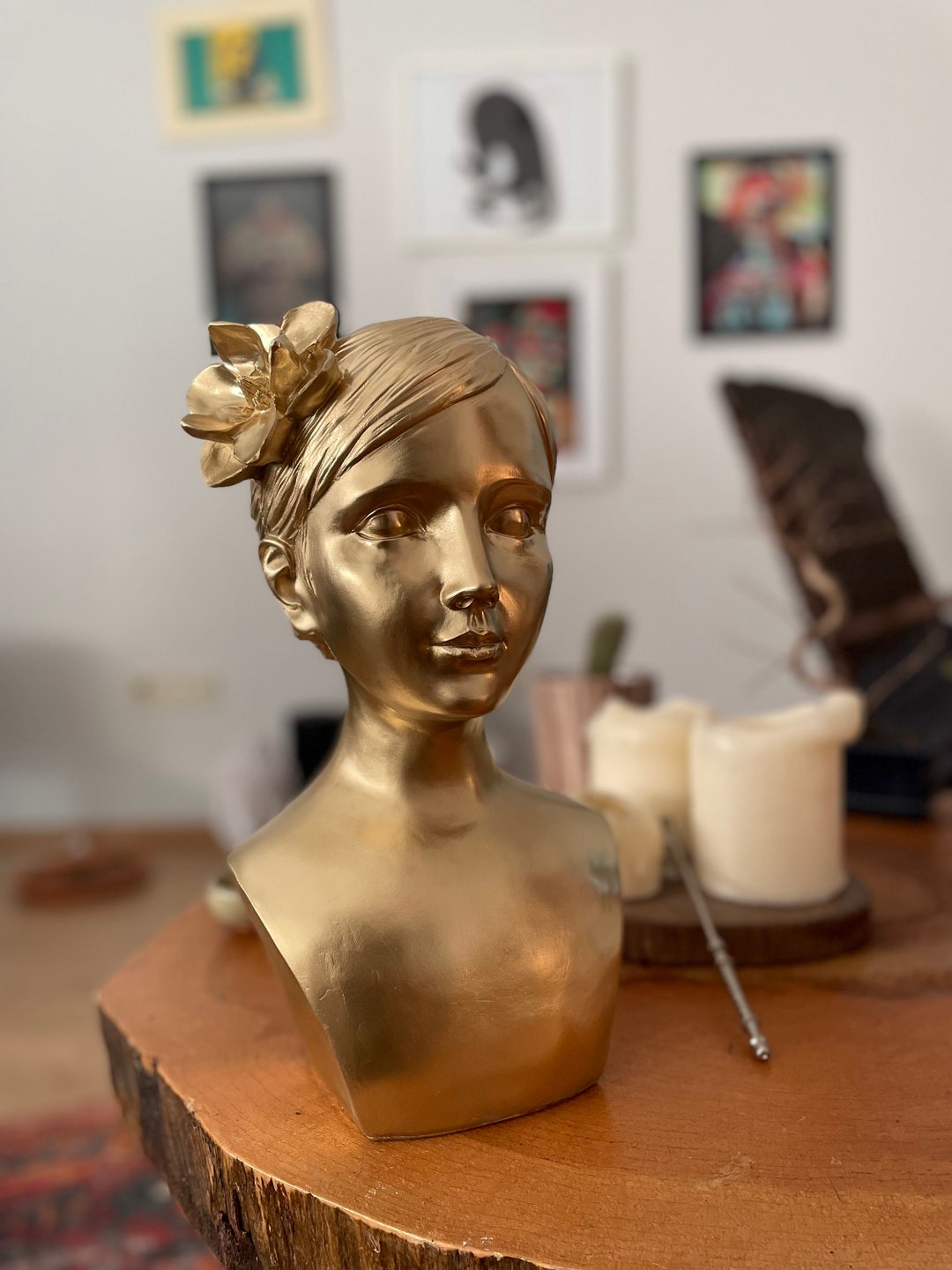 Large Golden Women Statue Sculpture, Home Decoration, Handmade ...