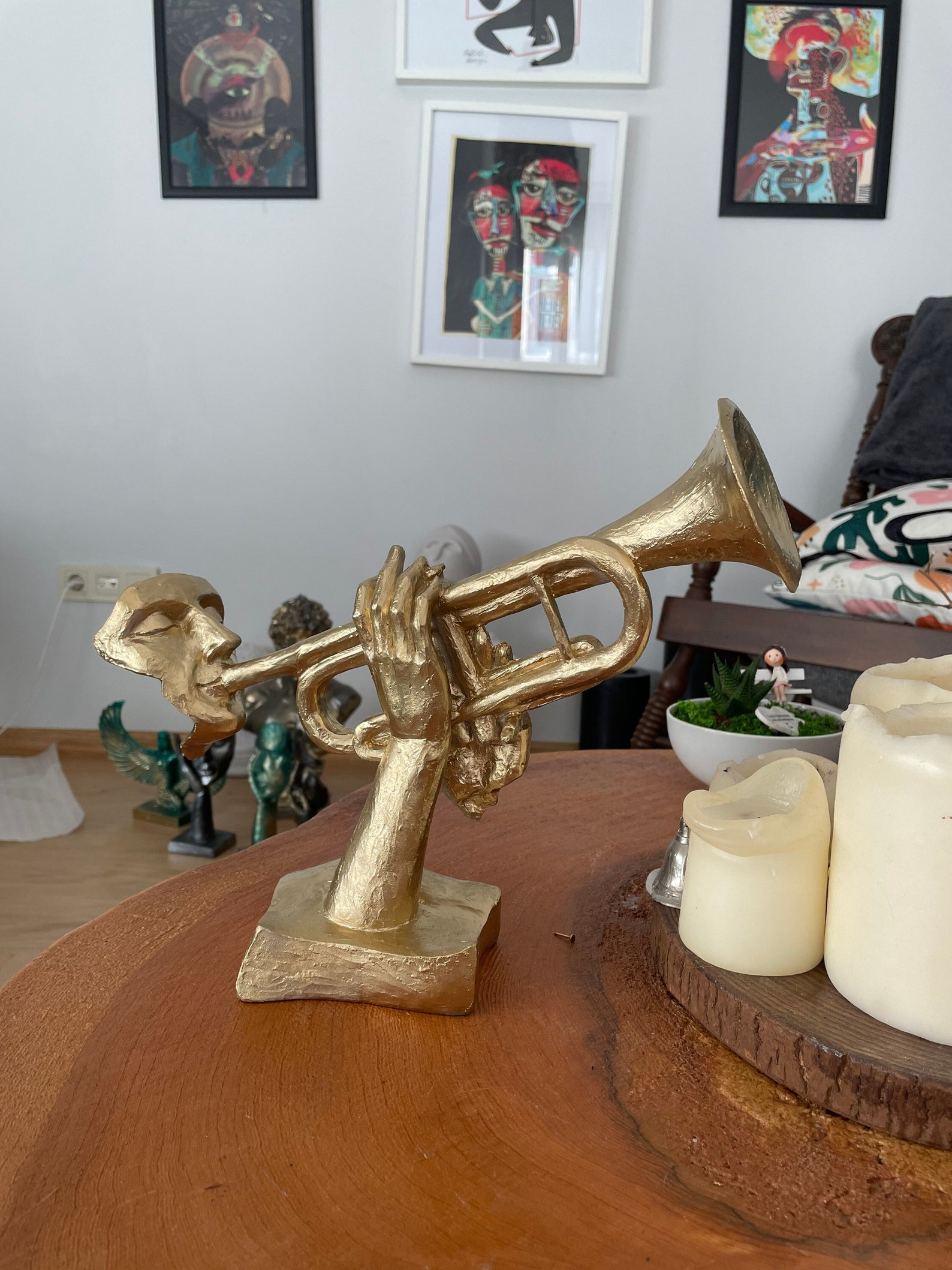 Large Trumpet Artist Sculpture Statue 12 Inches Music - Etsy