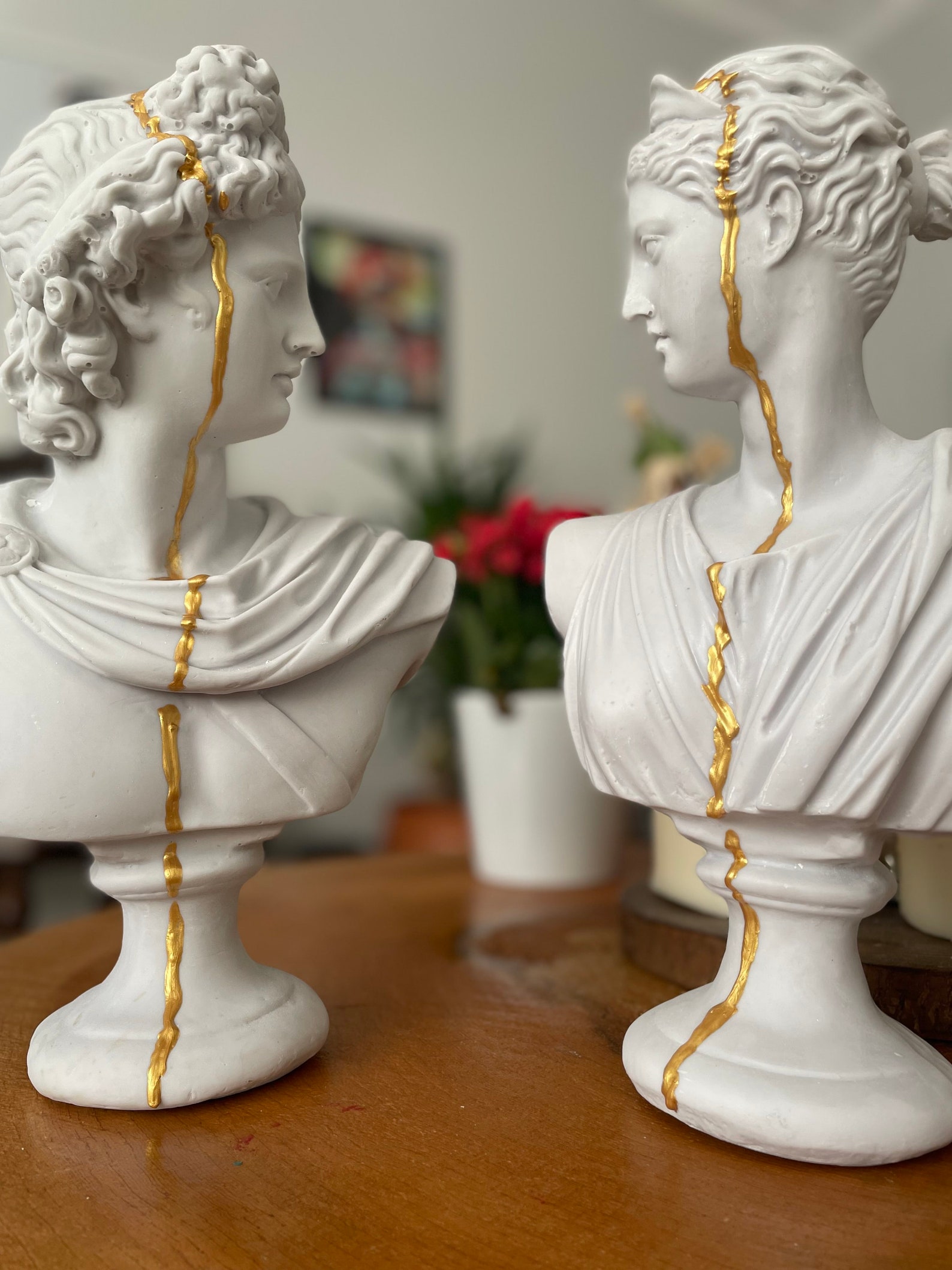 Large Artemis and Apollo Statues Sculptures 13 Inches2 Greek | Etsy
