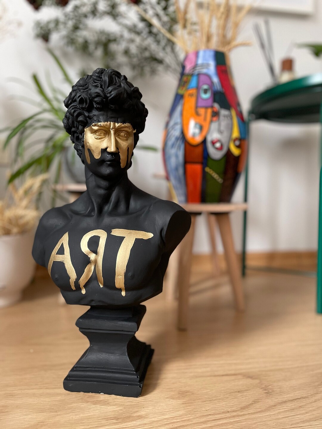 Large David Sculpture Statue, David Bust Statue, Bust, Black Sculpture ...