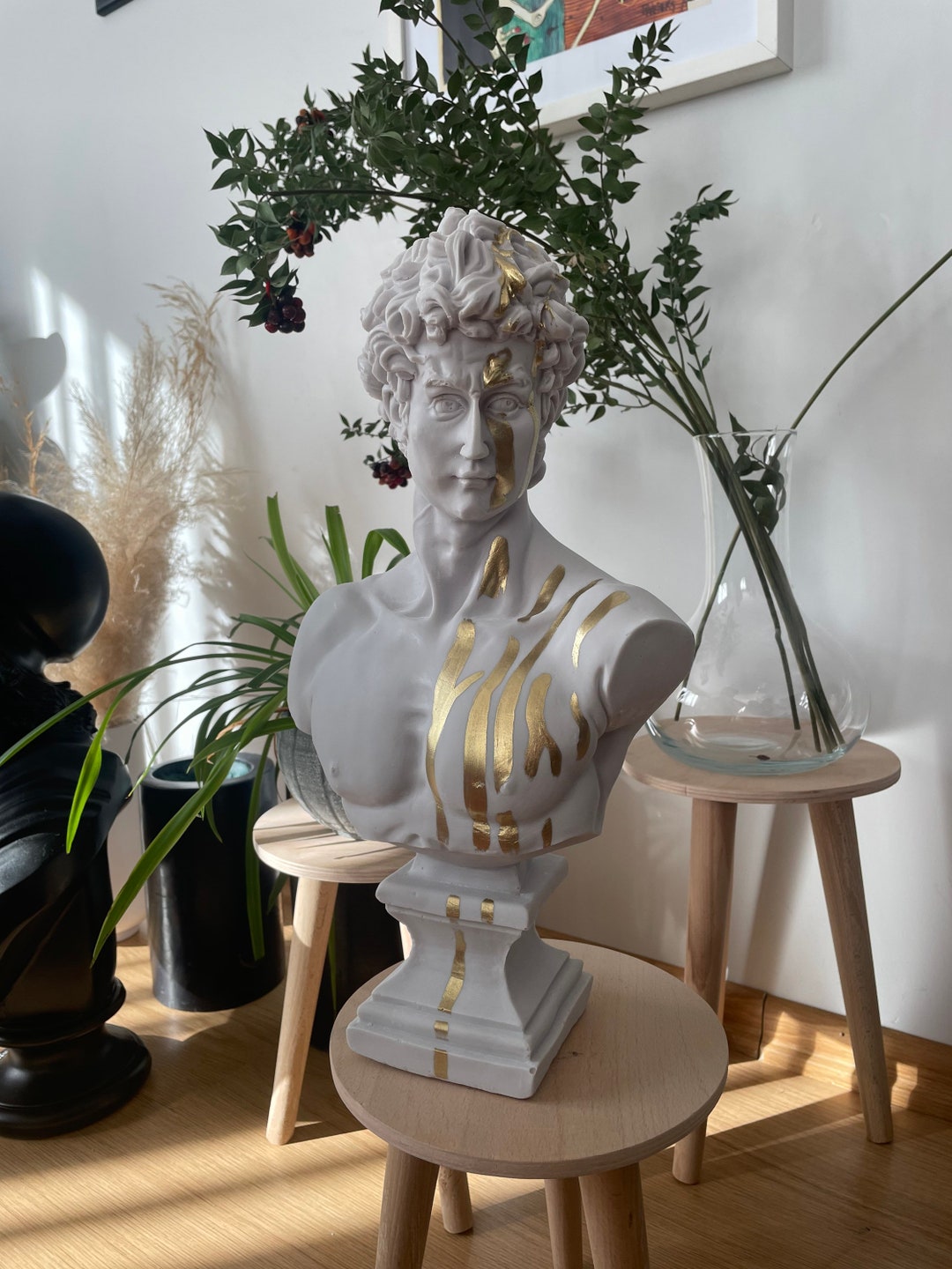 Large David Sculpture Statue David Bust Statue Bust White - Etsy