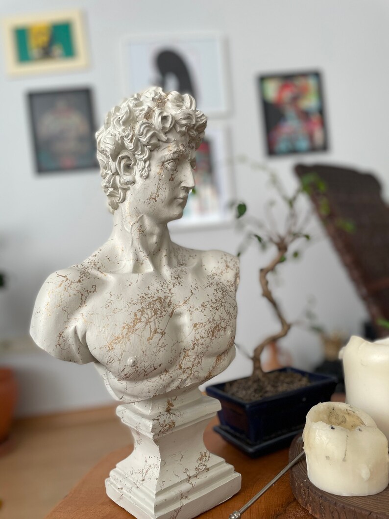 Large David Sculpture Statue David Bust Statue Bust Cream - Etsy