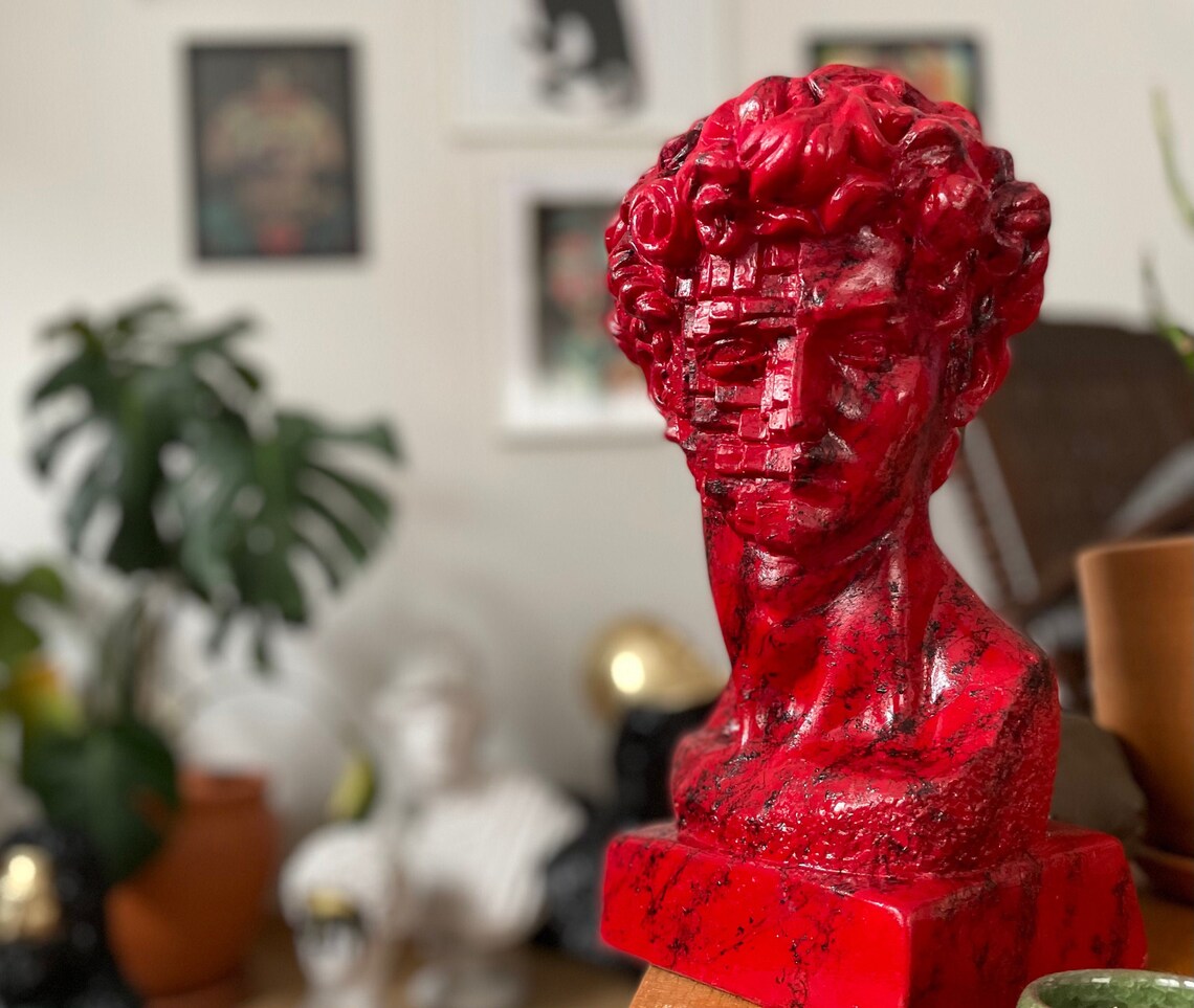 Large David Sculpture Statue13 Inches David Bust Statue Red - Etsy
