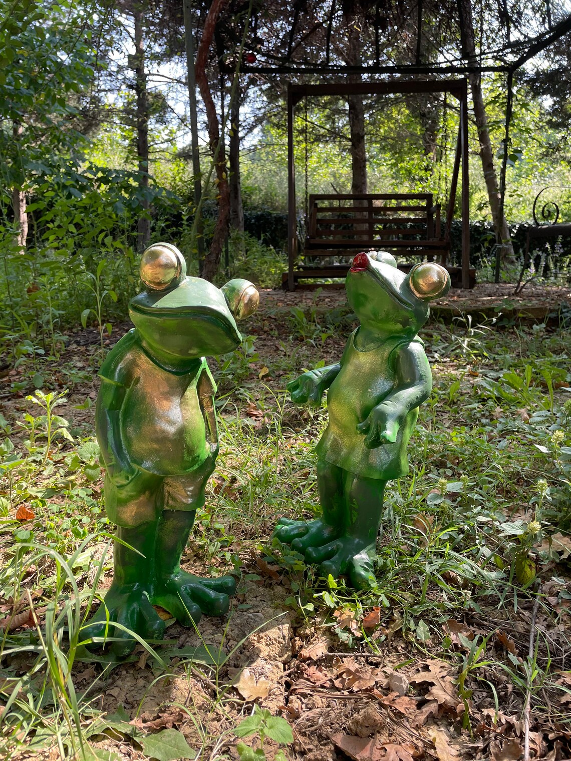 Large Frogs Set Sculpture Statue Garden Decor Green - Etsy
