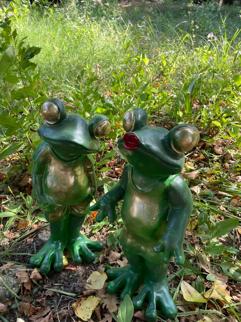 Large Frogs Set Sculpture Statue Garden Decor Green - Etsy