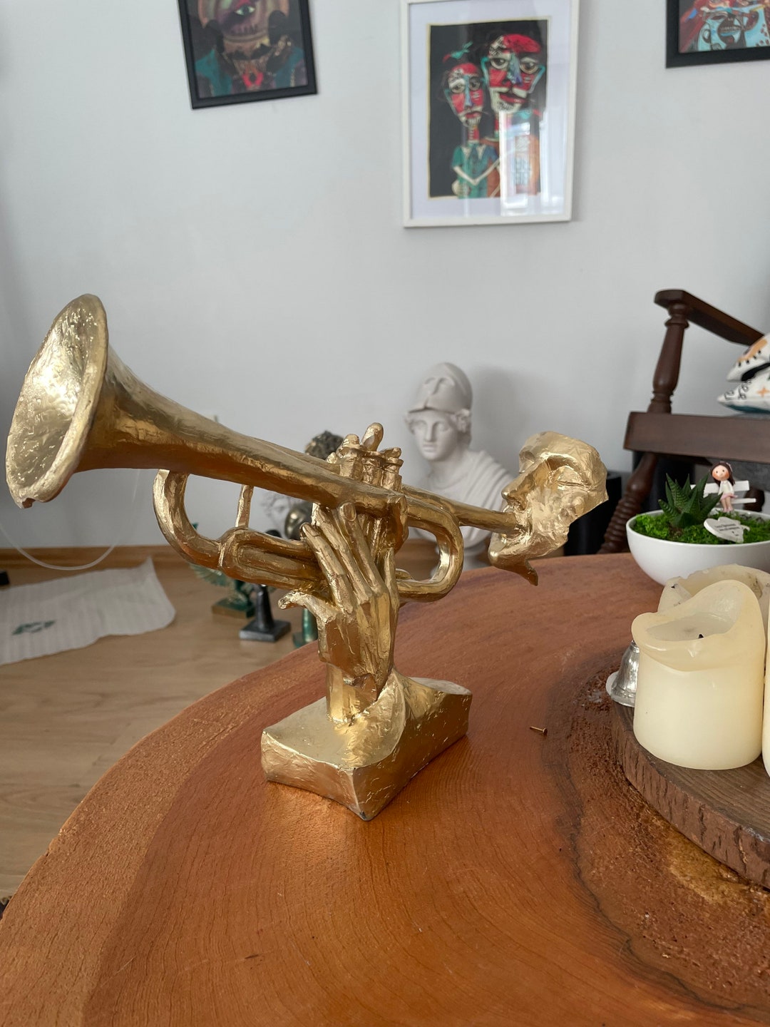 Large Trumpet Artist Sculpture Statue, 12 Inches , Music Statue ,gold ...