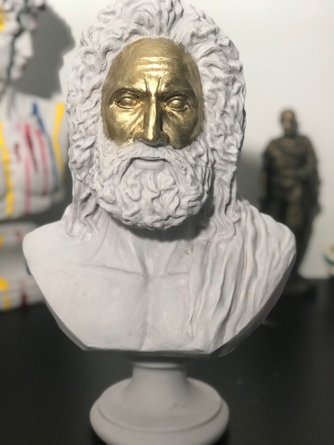 Large Zeus Sculpture Statue, Zeus Bust Statue, Bust, Gold Mask ...