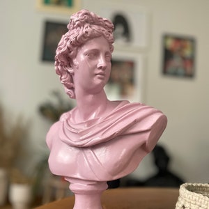 Large Apollo Sculpture Statue, Apollo Bust Statue, Bust, Pink Sculpture ...