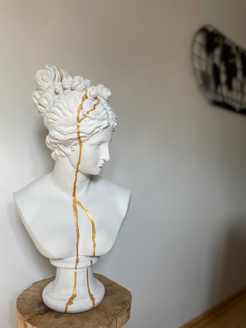 Large Helen Sculpture Statue Helen Bust Statuegold Strips | Etsy