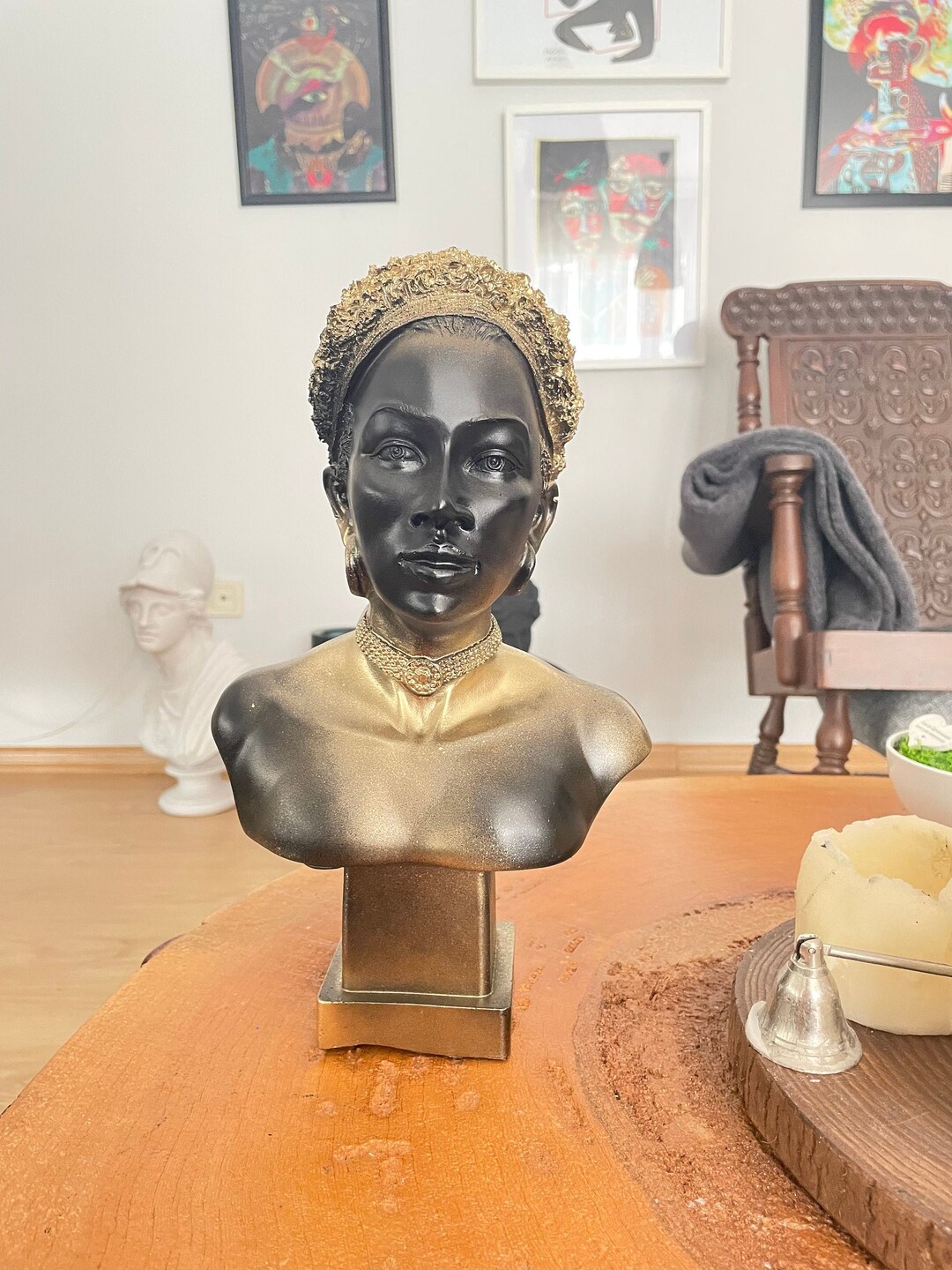 Large African Lady Sculpture Statue, African Statue, Bust, Black ...