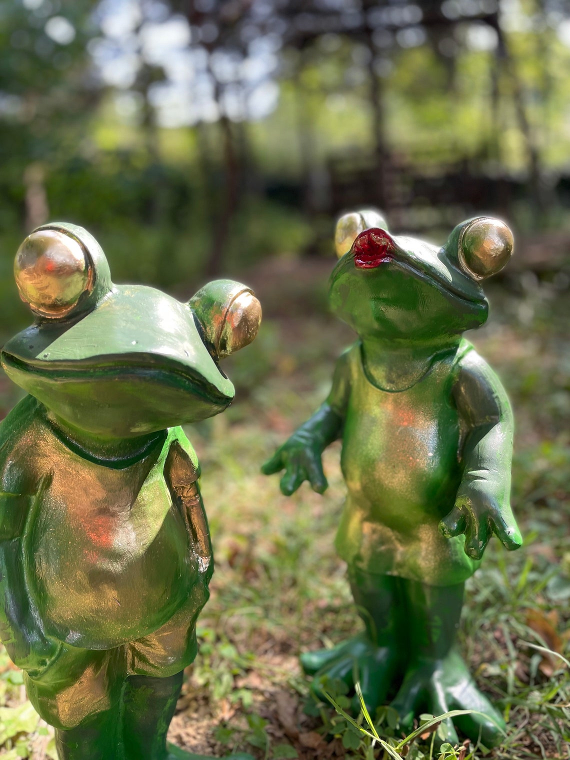 Large Frogs Set Sculpture Statue Garden Decor Green - Etsy