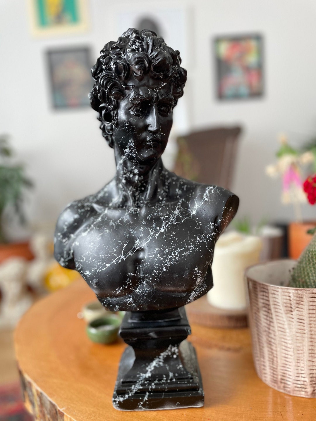 Large David Sculpture Statue, David Bust Statue, Bust, Black Sculpture ...