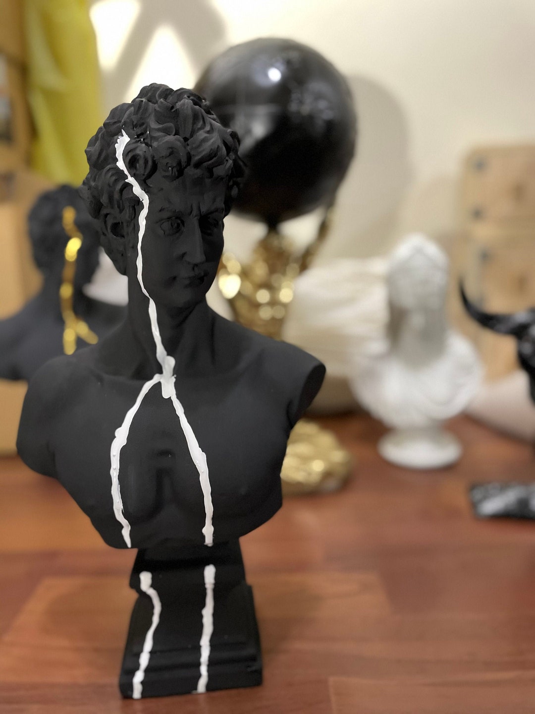 Large David Sculpture Statue,17 Inches David Bust Statue, Black ...