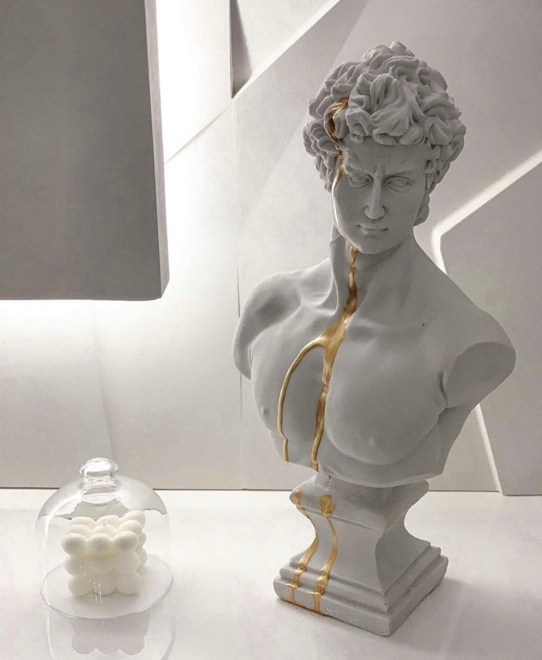 Large David Sculpture Statue, David Bust Statue, Bust, White Sculpture ...