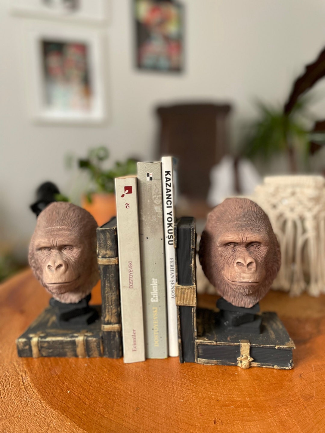 GORILLA BOOKEND 9.2",bookend for Heavy Books, Bookend Statue, Home ...