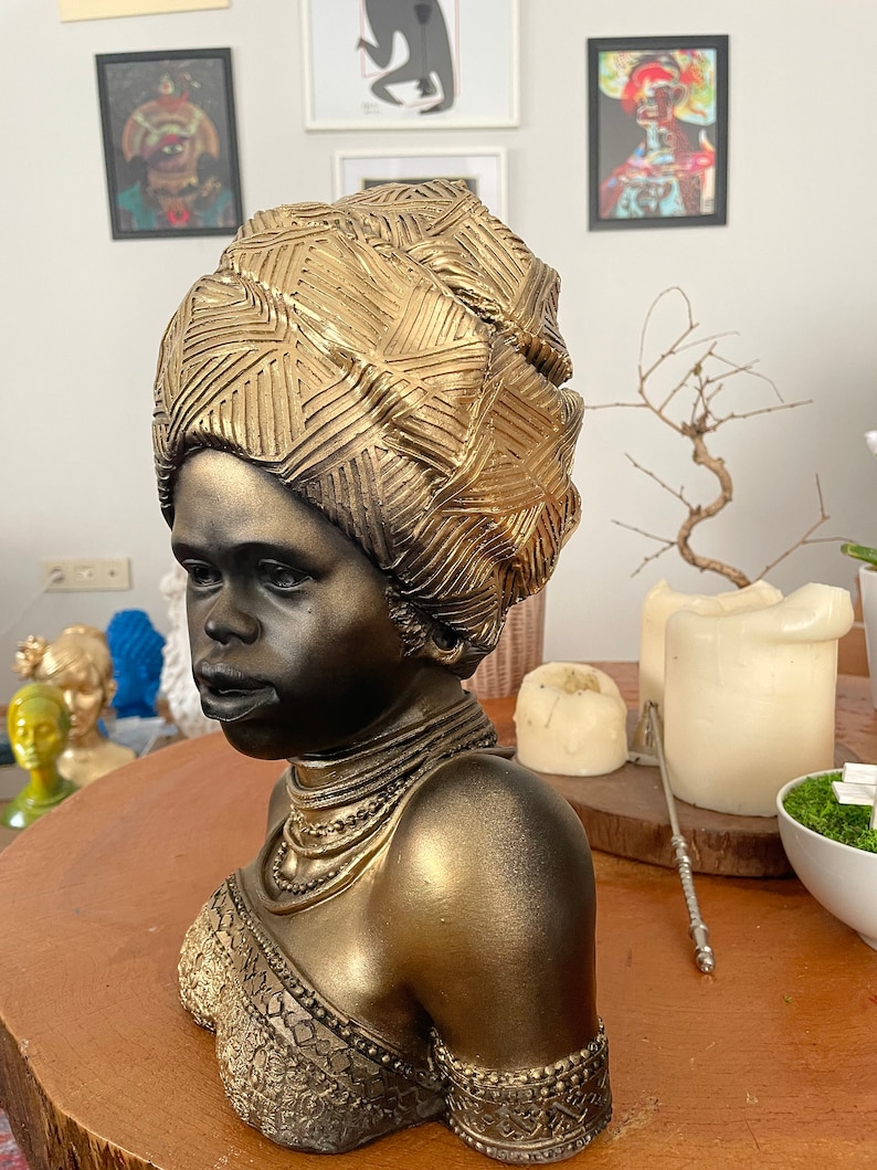Large African Lady Sculpture Statue African Statue Bust | Etsy