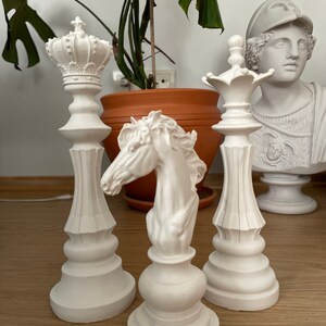 Large Chess Team Statues,3 Piece Chess Sculpture,15,10,13 Inches ...