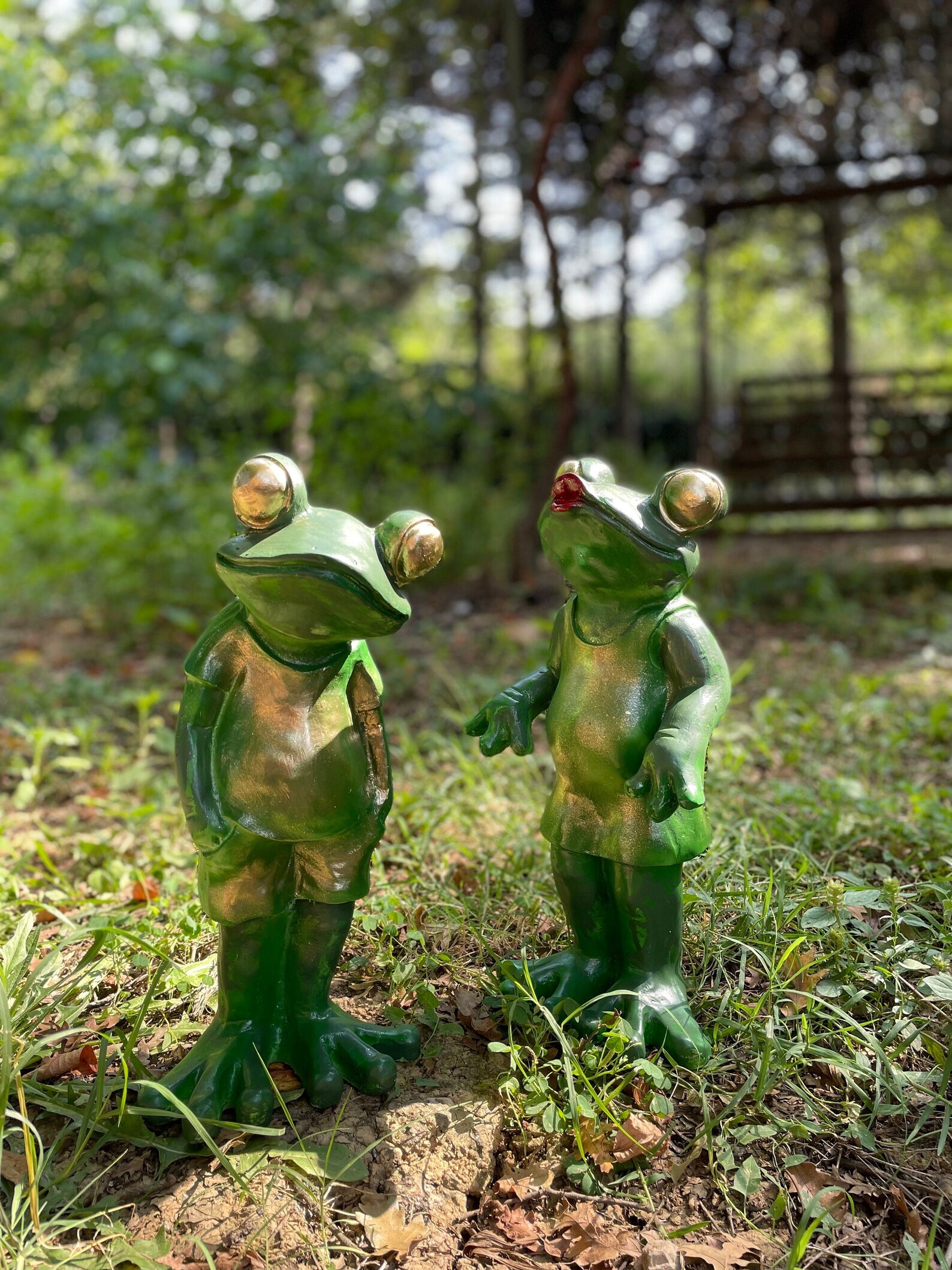 Large Frogs Set Sculpture Statue Garden Decor Green - Etsy
