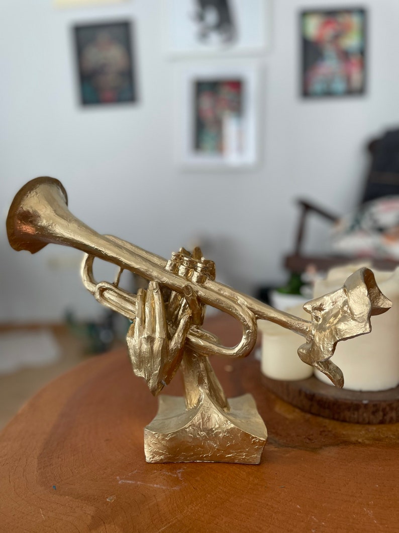Large Trumpet Artist Sculpture Statue 12 Inches Music - Etsy