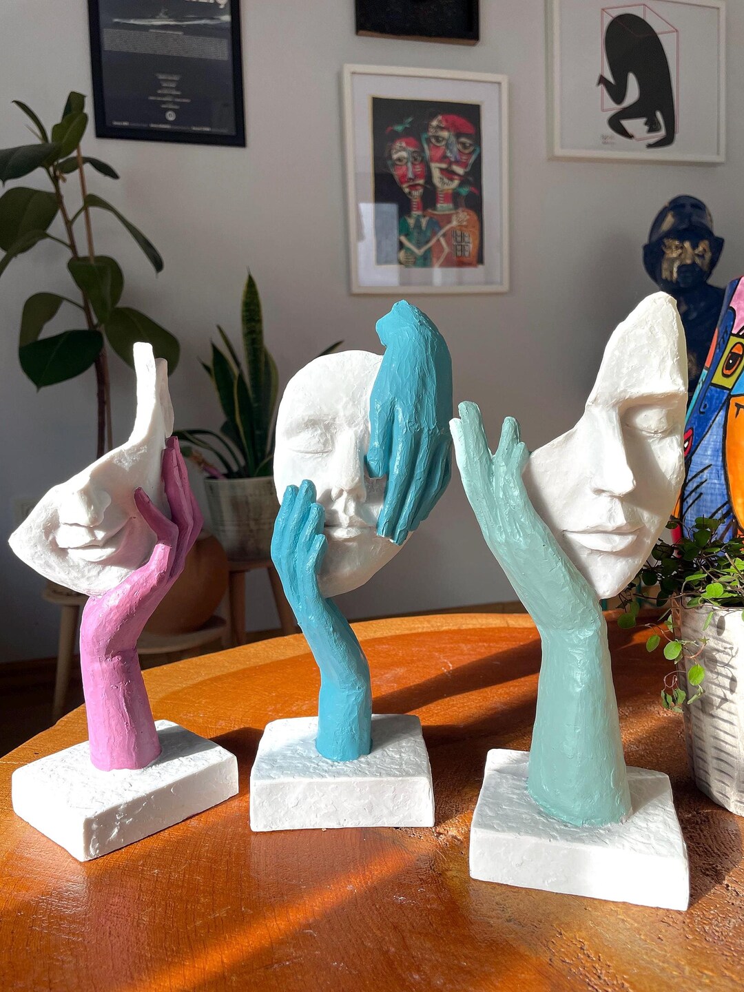 Creative Abstract Decor, Statue Face, Hand Statues, Sculptures Home ...