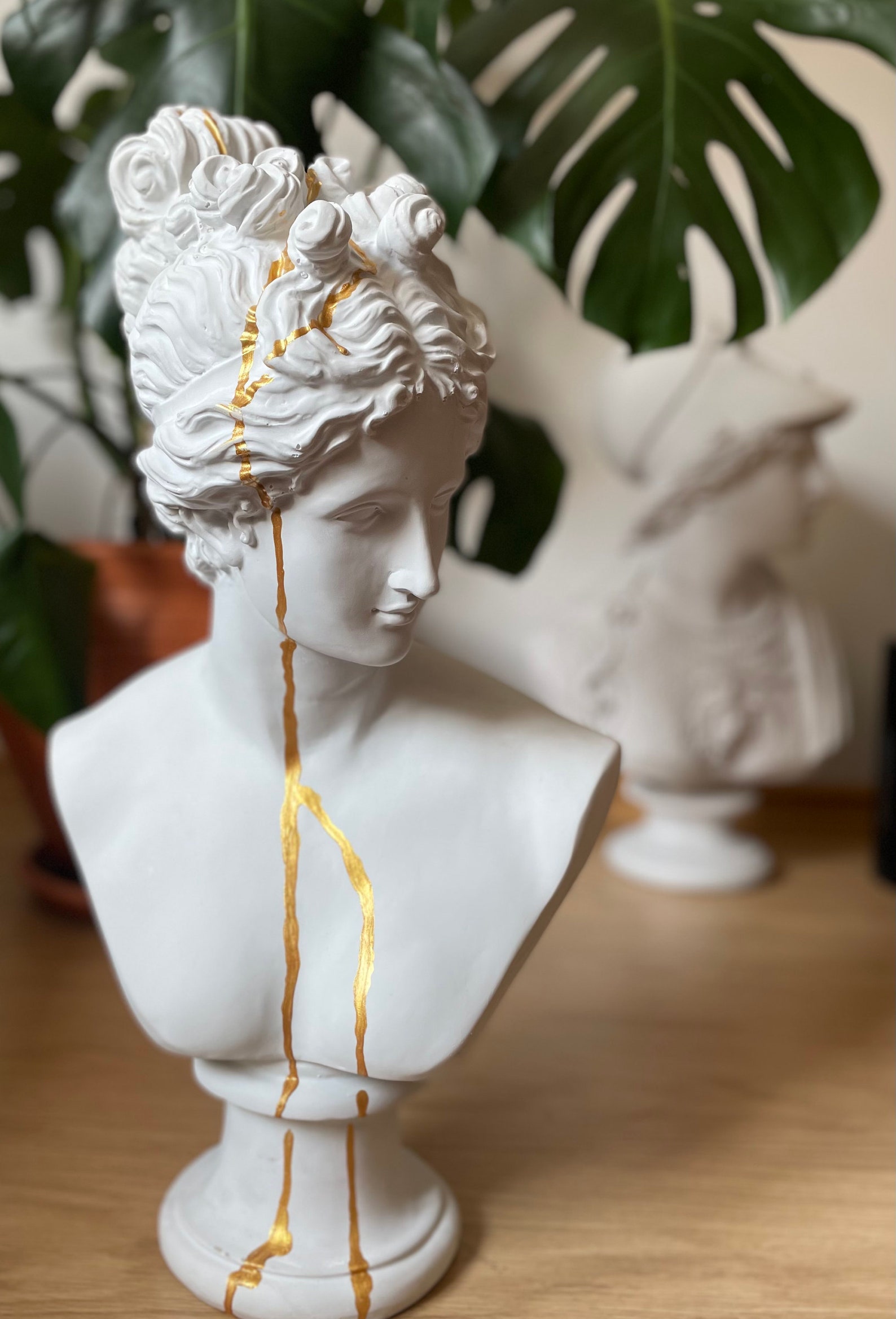 Large Helen Sculpture Statue Helen Bust Statuegold Strips | Etsy