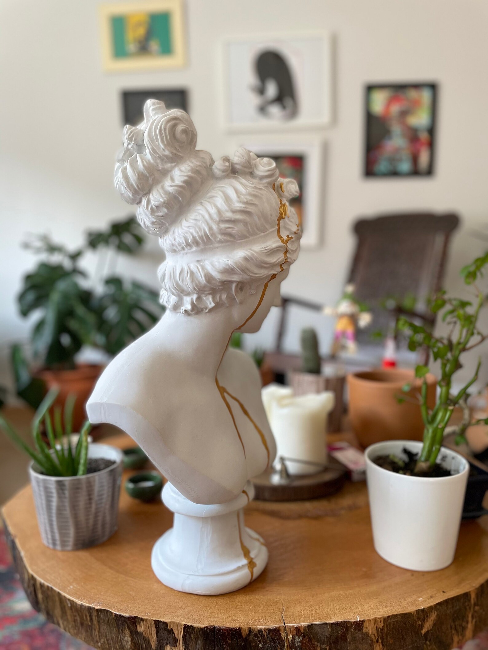 Large Helen Sculpture Statue Helen Bust Statuegold Strips | Etsy