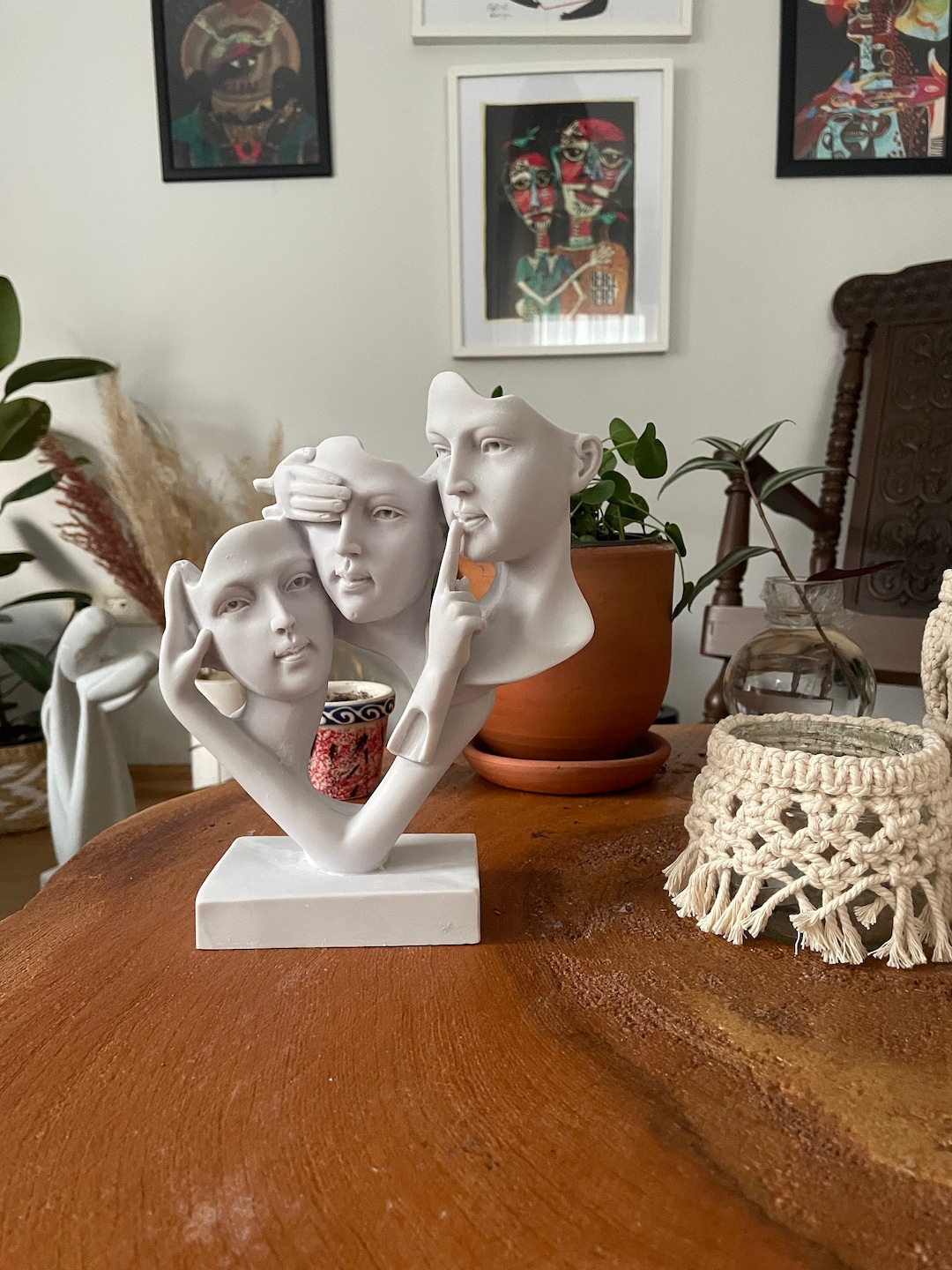 Large Mask Sculpture Statue,9inches,housewarming Gifts,creative ...