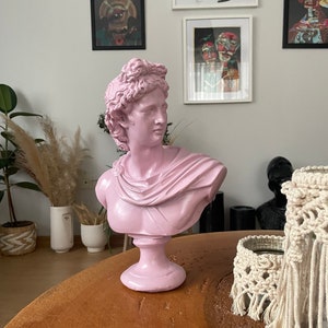 Large Apollo Sculpture Statue, Apollo Bust Statue, Bust, Pink Sculpture ...