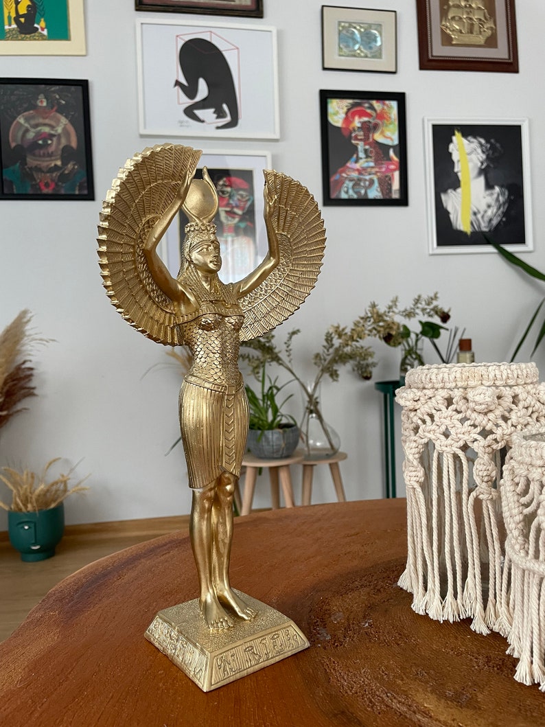 Egyptian Goddess Isis Open Wings Statue 13 Inches Large God - Etsy