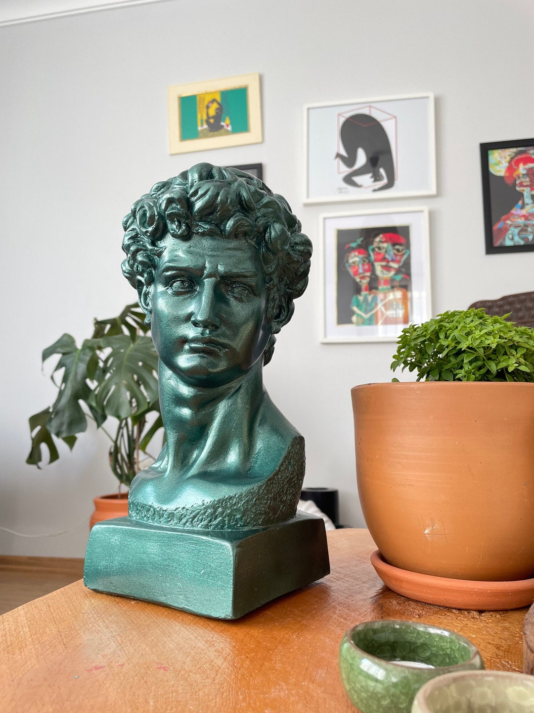 Grande estátua de escultura de David, estátua de busto de David de 13 ...