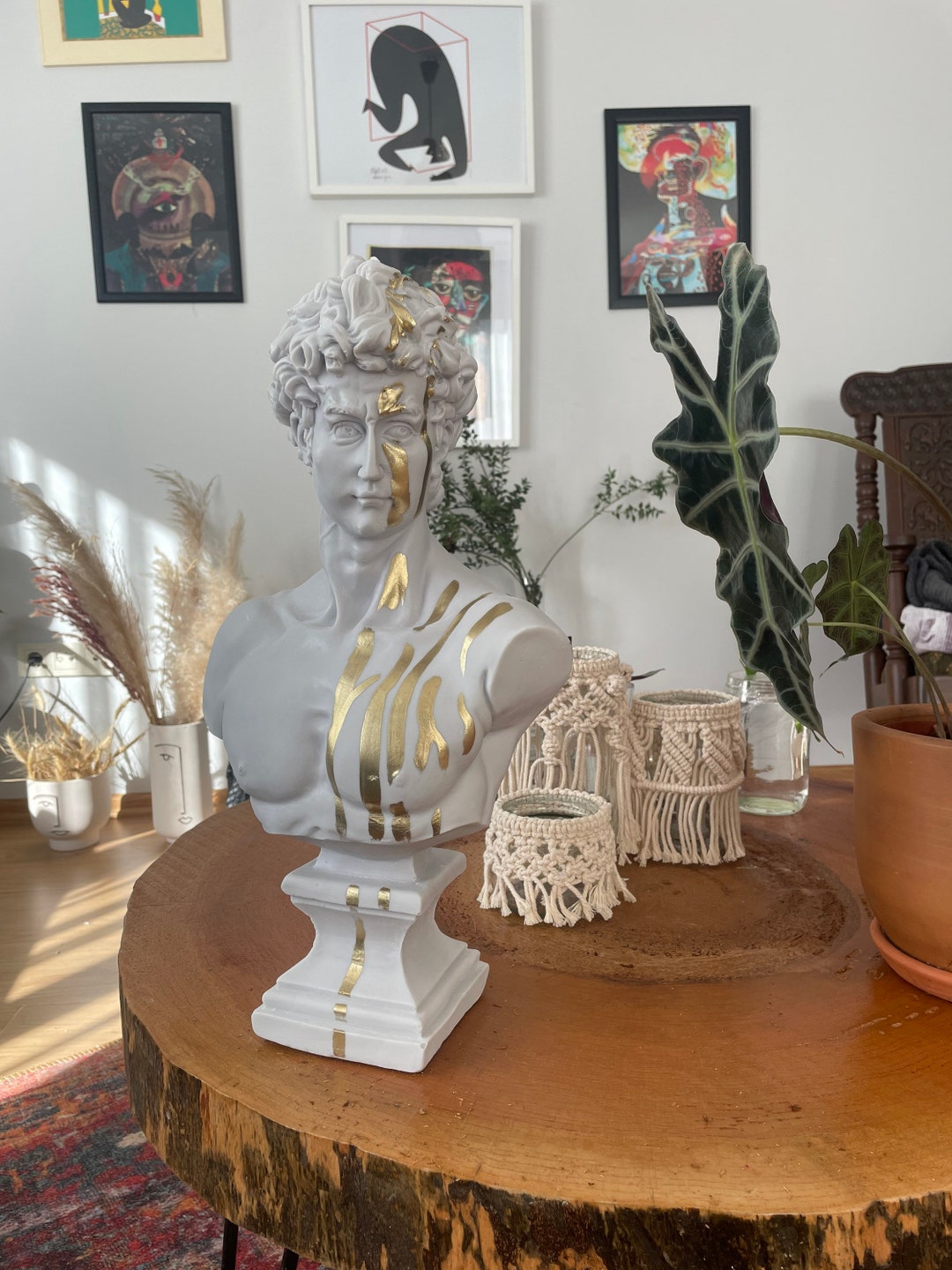 Grande estátua de escultura de David, estátua de busto de David, busto ...