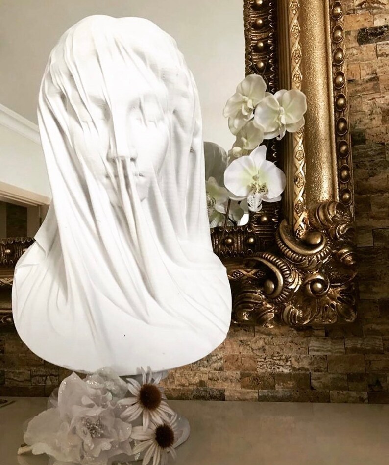 The Veiled Virgin Statue: Modern Replica Bust Sculpture (22 Inches ...