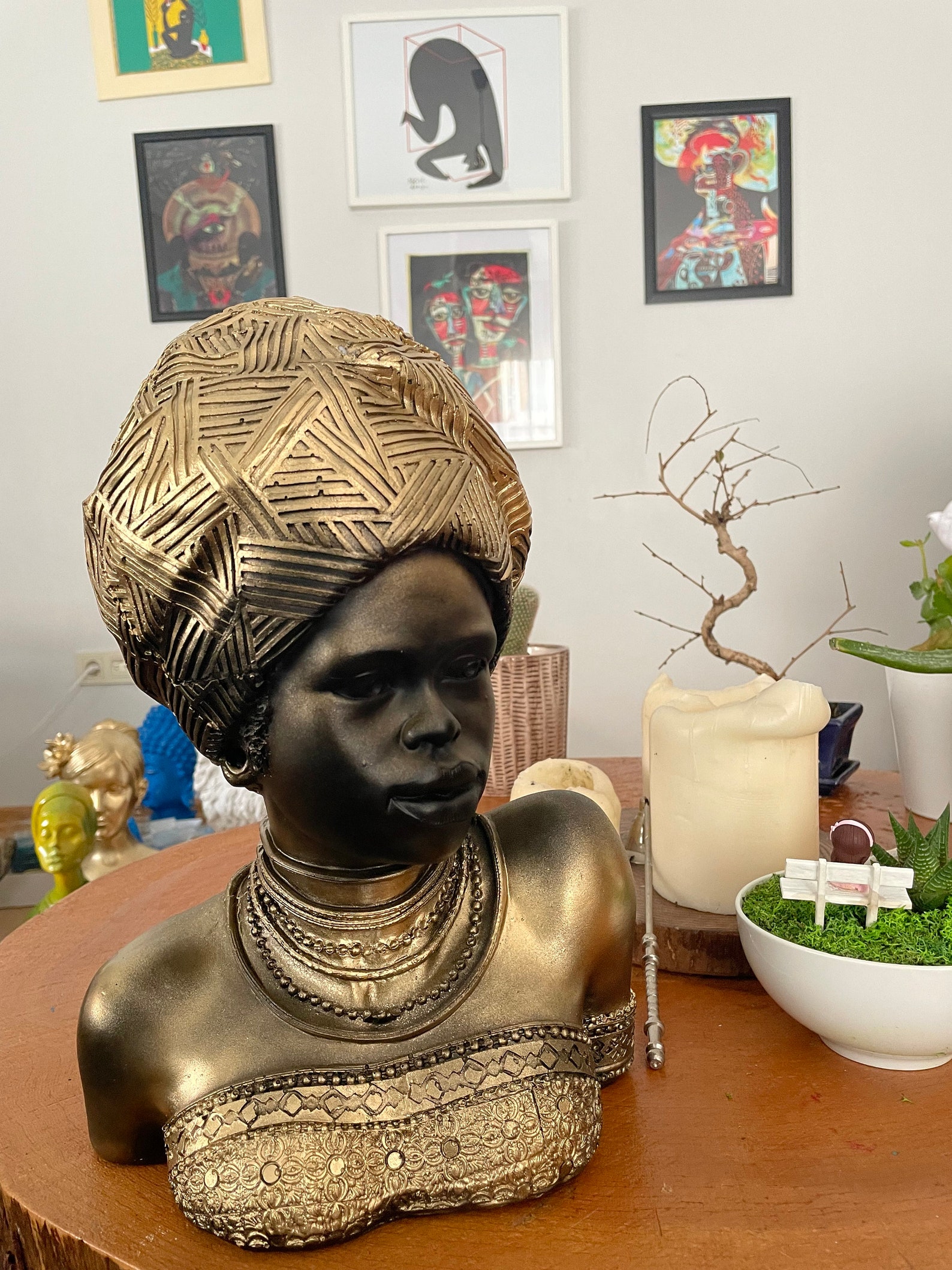 Large African Lady Sculpture Statue African Statue Bust | Etsy