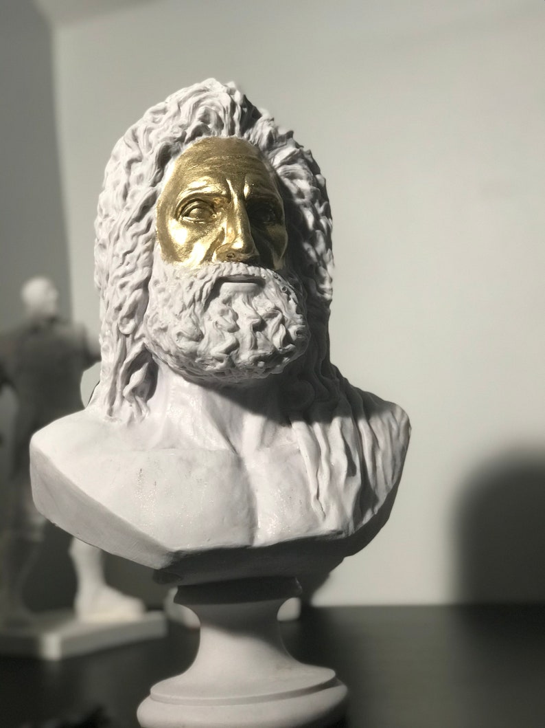 Large Zeus Sculpture Statue Zeus Bust Statue Bust Gold Mask - Etsy
