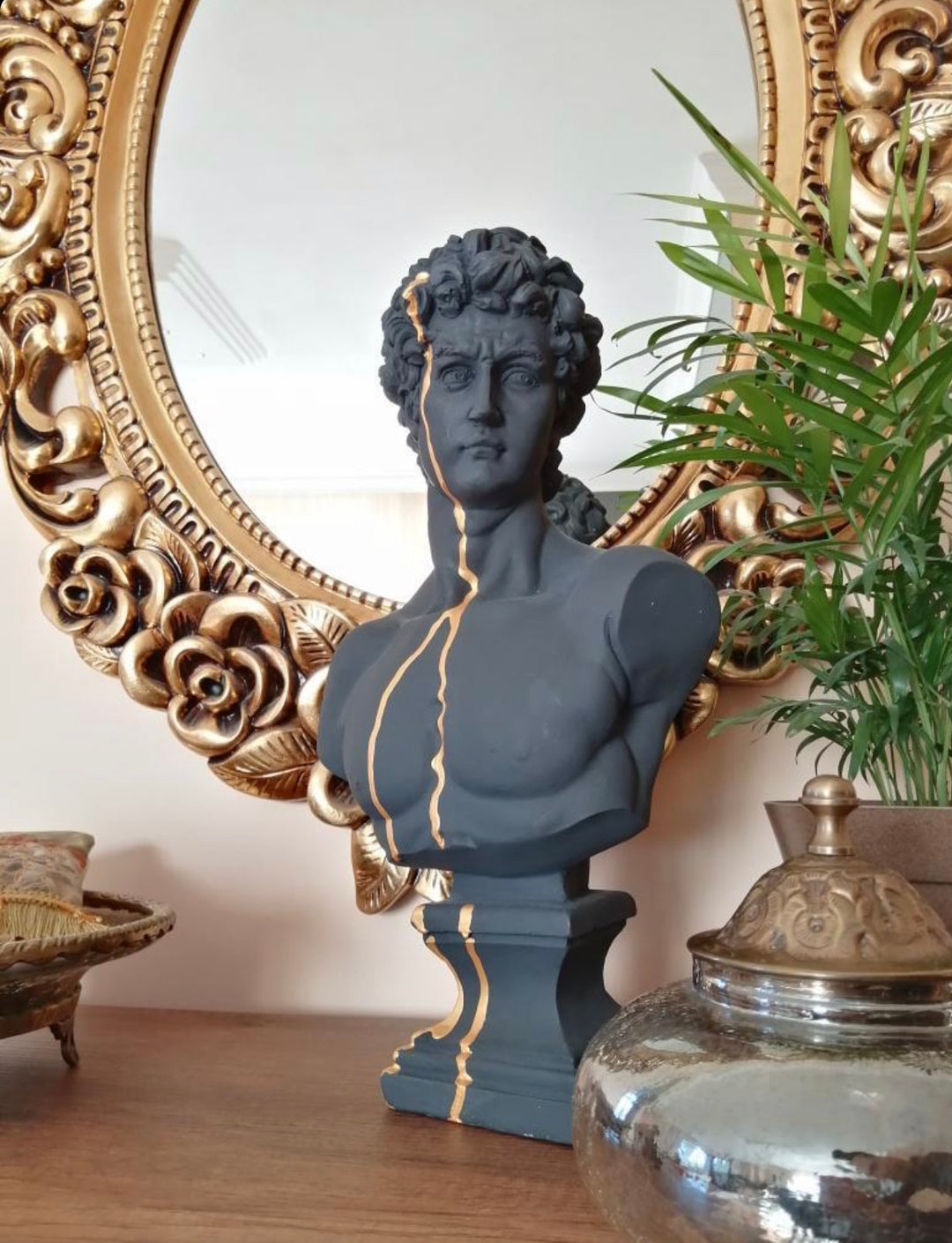 Large David Sculpture Statue,17 Inches David Bust Statue, Anthracite ...