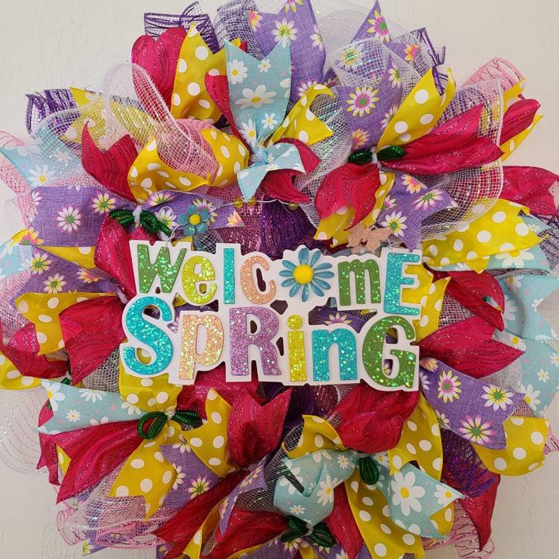 Spring Deco Mesh Wreath - Etsy