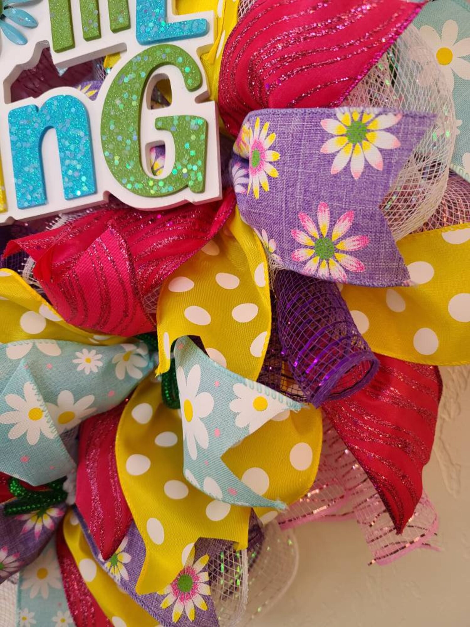 Welcome Spring Deco Mesh Wreath - Etsy
