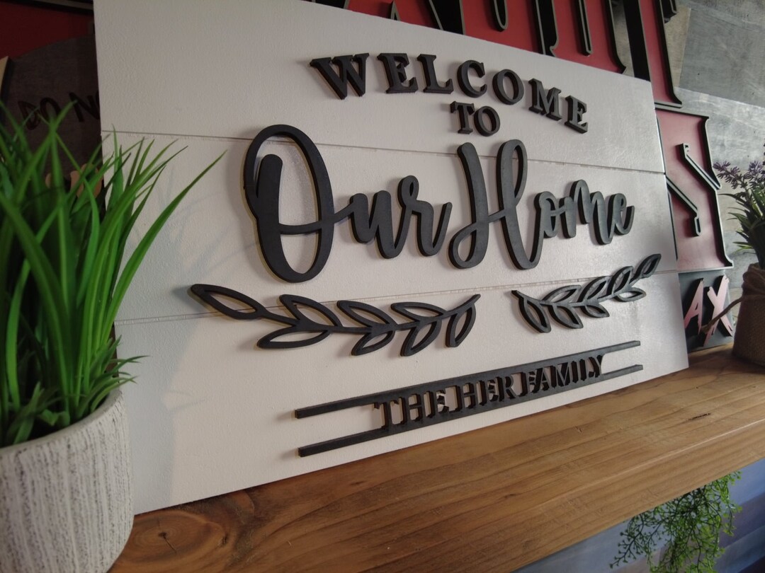Welcome to Our Home - Shiplap Wooden - Family Name Sign - Etsy