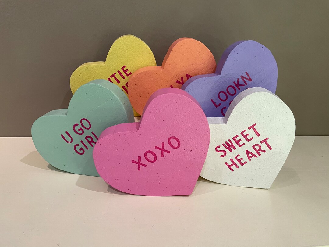 Large Conversation Hearts, Candy Hearts, Photo Booth Props, Heart ...