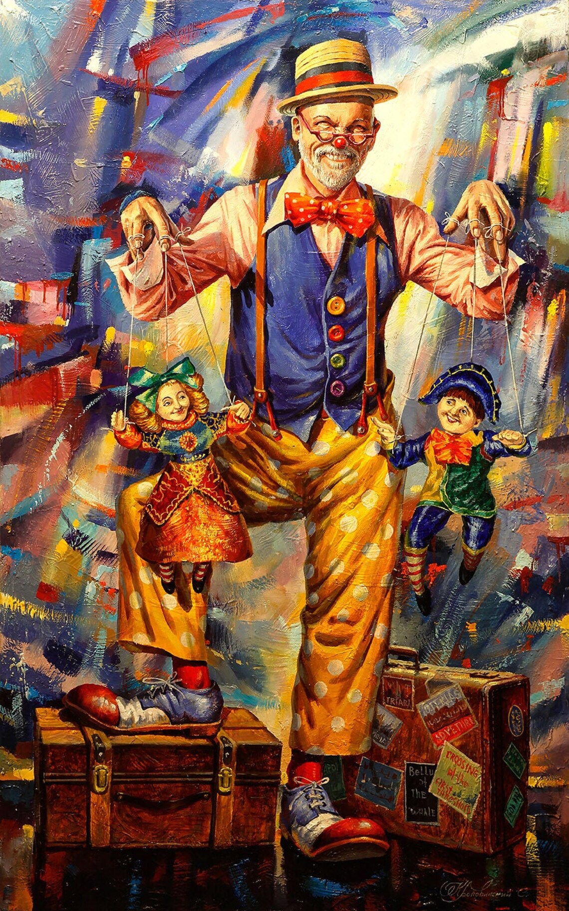 Digital Art Prints of painting Puppeteer clown | Etsy